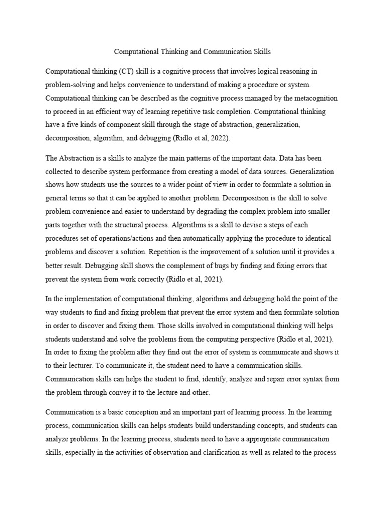 Computational Thinking and Communication Skills | PDF | Communication ...