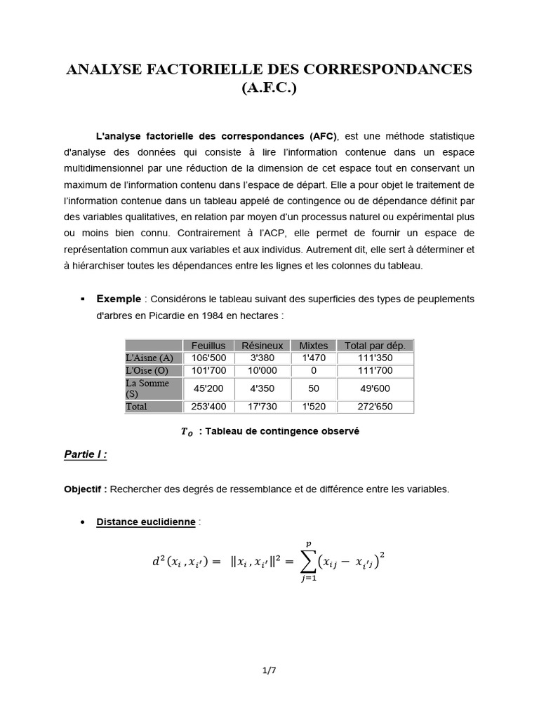 Analyse Factorielle Des Correspondances | PDF