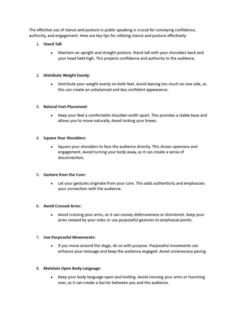 Mastering Posture in Public Speaking | PDF | Career & Growth | Self ...