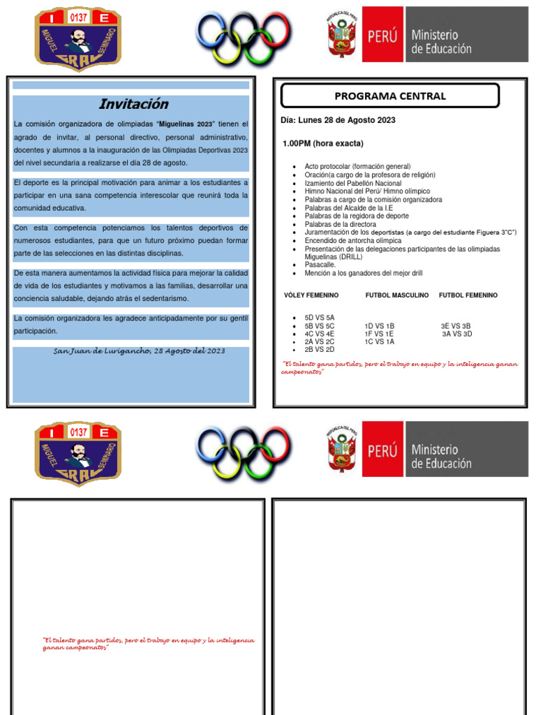 Programacion de Olimpiadas 2023 | PDF