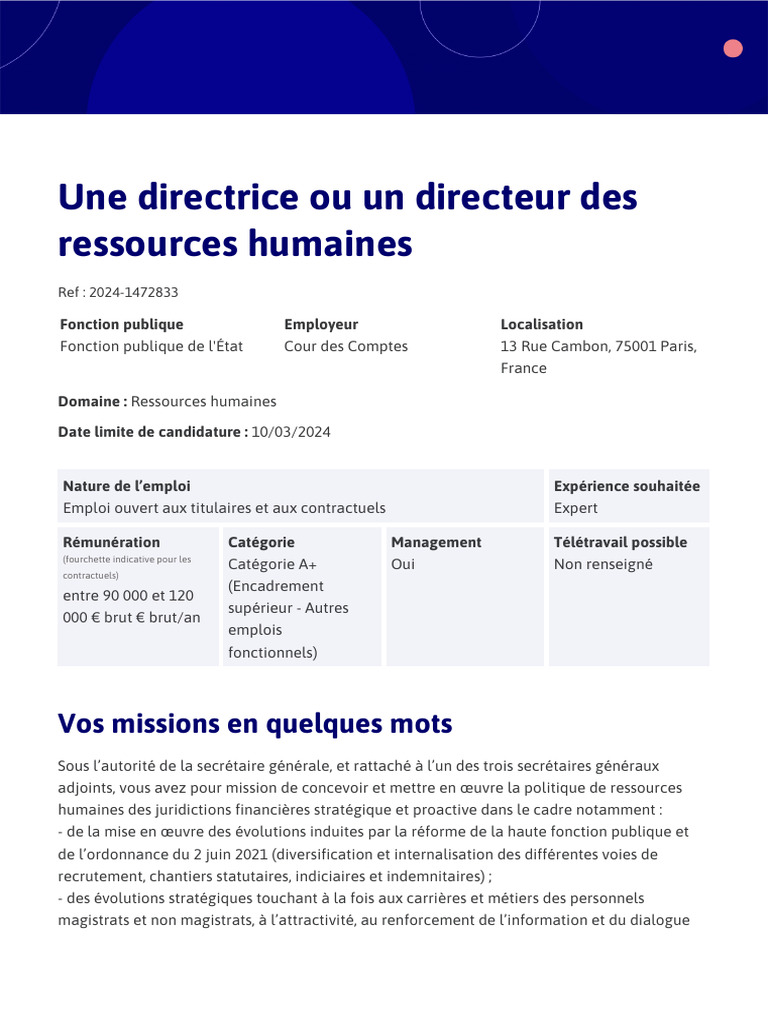 Directeur des Ressources Humaines Publics | PDF | Gestion des ...