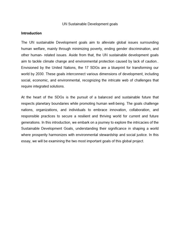 UN Sustainable Development Goals | PDF | Sustainability | Poverty