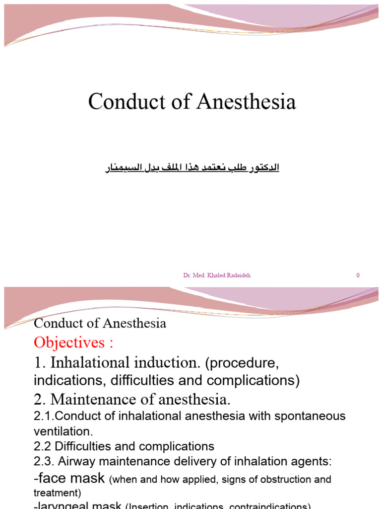 Lec# 6 - Conduct of Anesthesia | PDF | Anesthesia | Clinical Medicine