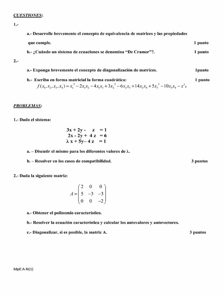 Examenes Algebra | PDF