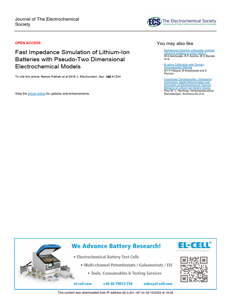 317 Fast Impedance Simulation of Lithium-Ion Batteries With Pseudo-Two ...