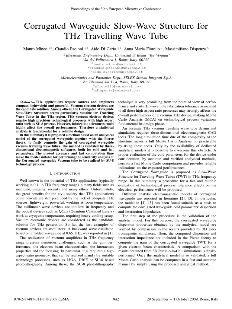 THz Traveling Wave Tube Design Analysis | PDF | Terahertz Radiation ...