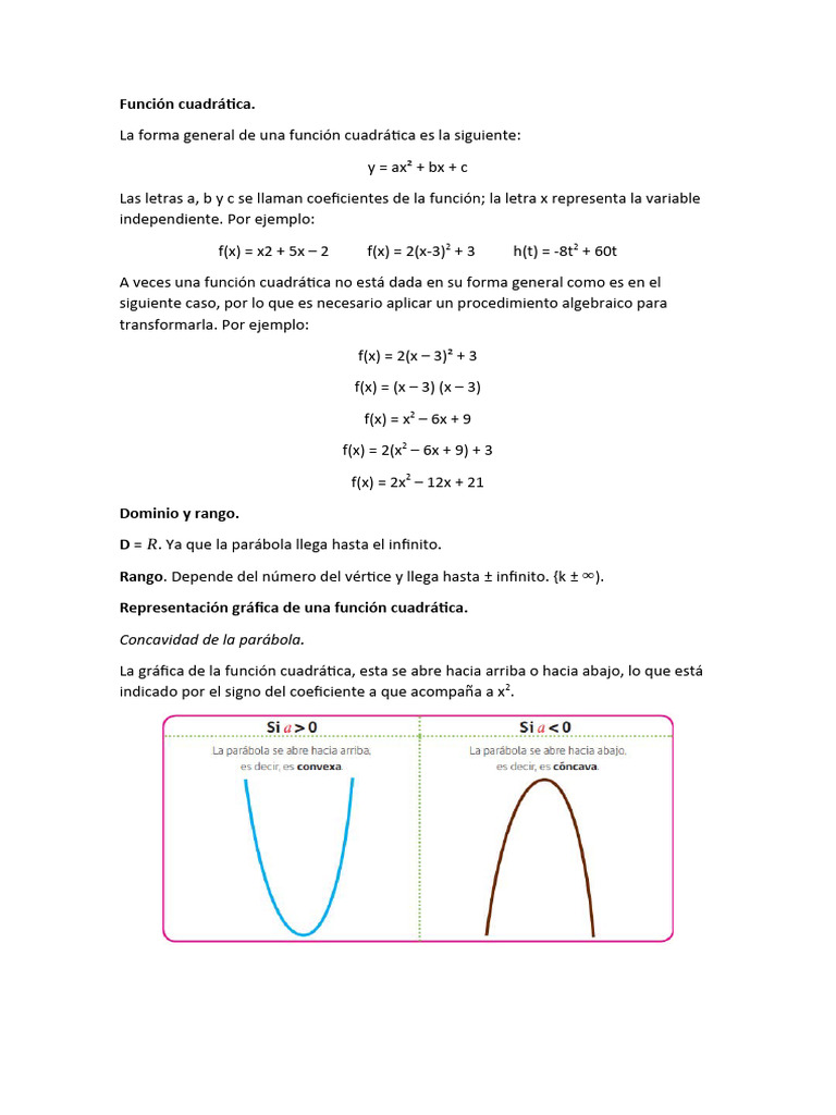 Función Cuadrática | PDF | Función (Matemáticas) | Álgebra