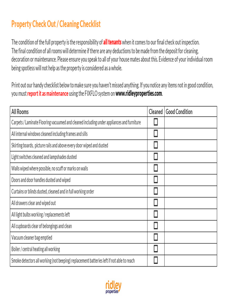 Check Out List For Tenants | PDF | Home Appliance | Shower