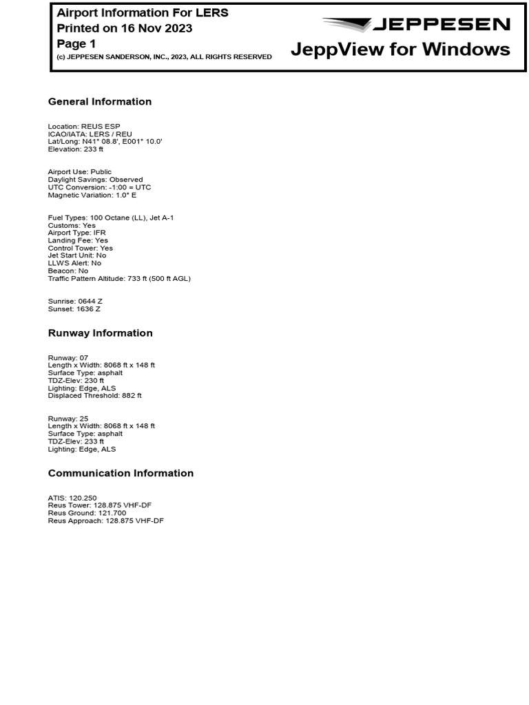 Reus Lers | PDF | Air Traffic Control | Airport