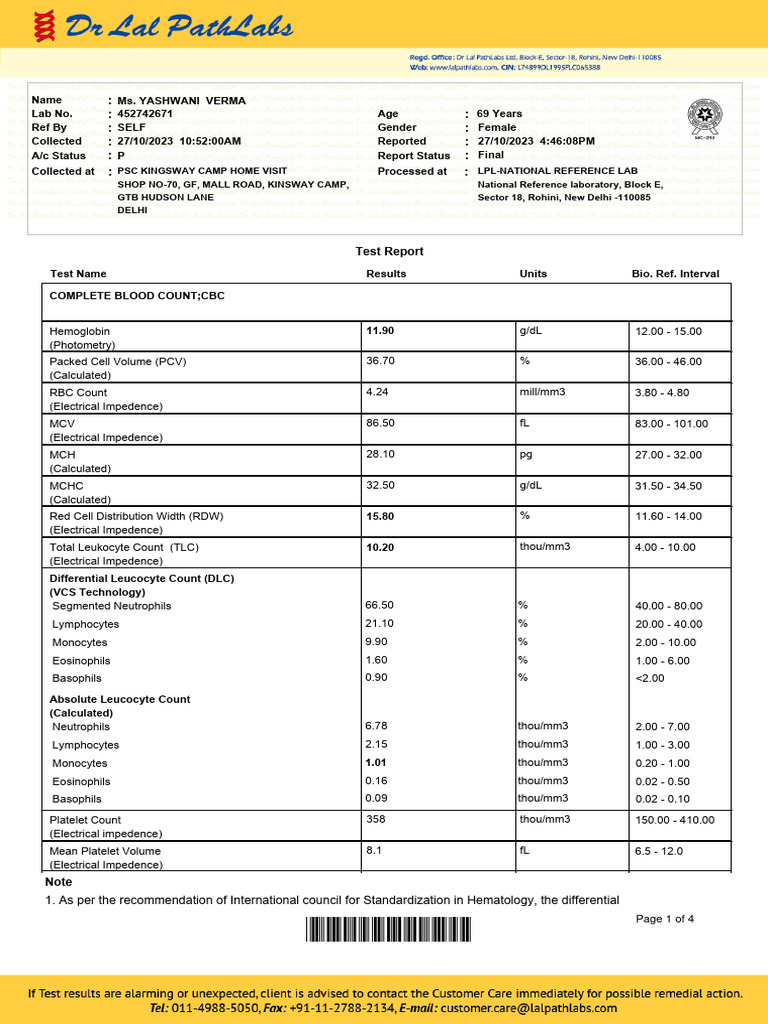 Blood Report Oct 27 | PDF