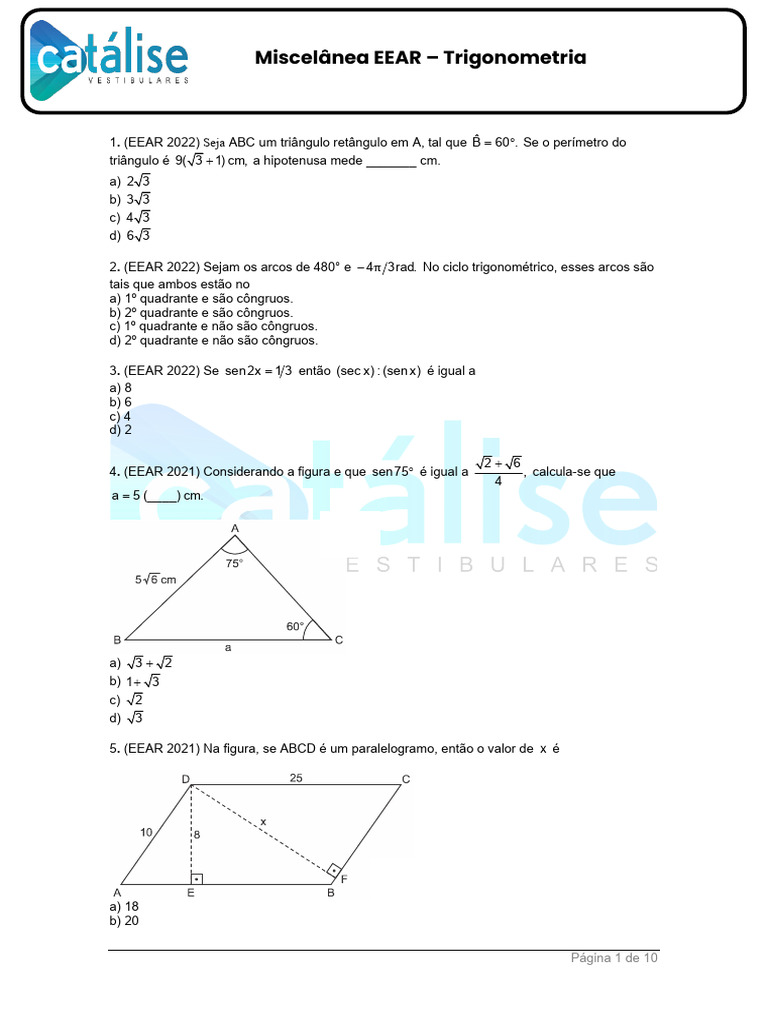 Trigonometria - EEAR Vfinal | PDF | Trigonometria | Triângulo