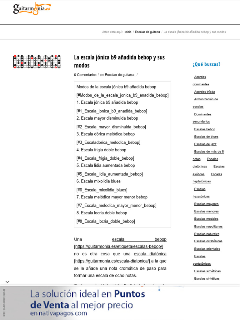 Escala Jónica b9 Añadida Bebop y Sus Modos - Guitarmonia - Es | PDF ...