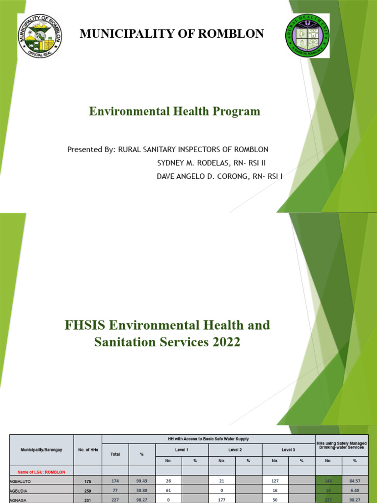 Romblon Environmental Health Report | PDF | Sanitation | Sewerage