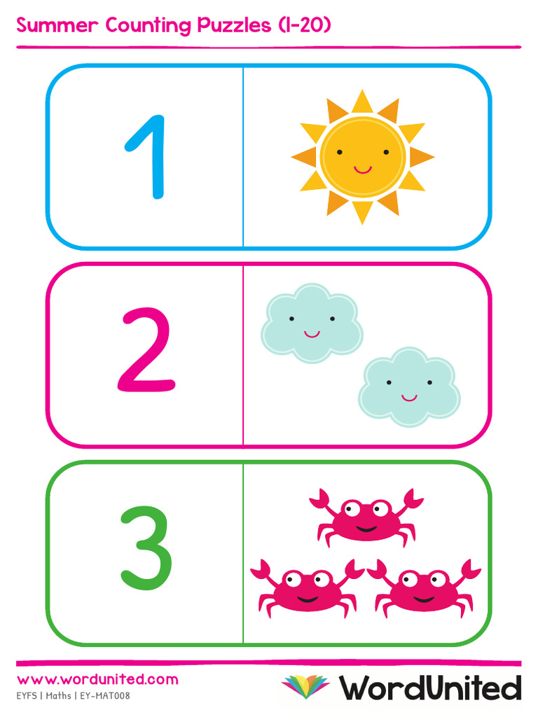 EYFS Summer Counting Puzzles 1-20 | PDF | Teaching Methods & Materials