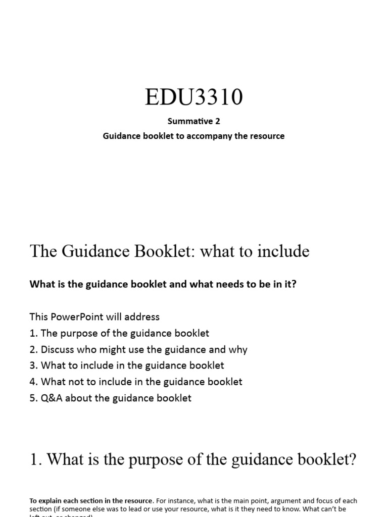 Guidance Booklet for Resource Development | PDF