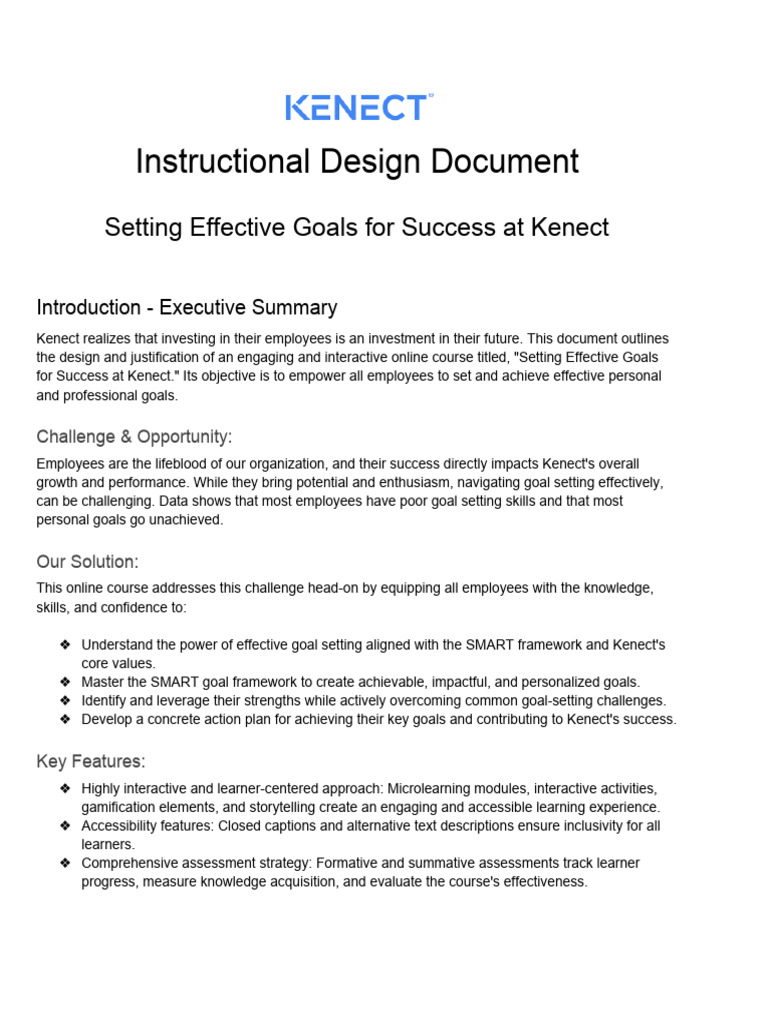 Instructional Design Document For Interactive SMART GOAL Training | PDF