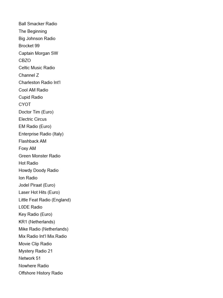 Radio Station Names and Contacts List | PDF | Radio | Wireless