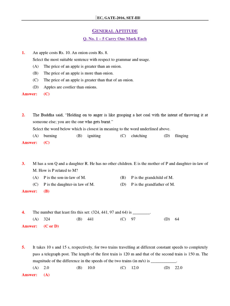 General Aptitude and Engineering Questions | PDF | Rabies | Diode