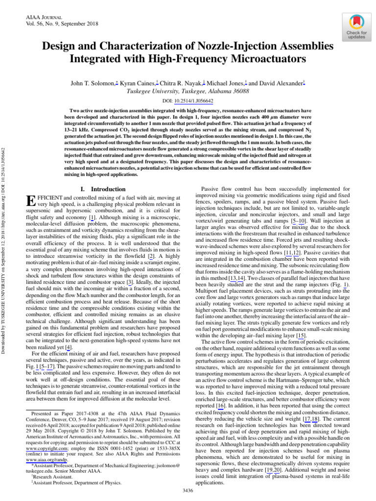Design and Characterization of Nozzle-Injection Assemblies | PDF | Jet ...