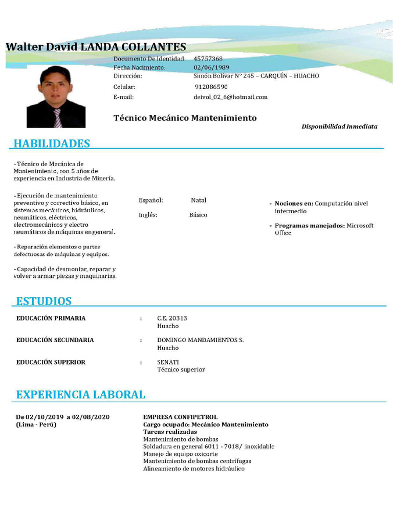 C.V. Deivy Landa Actualizado - Damrs | PDF