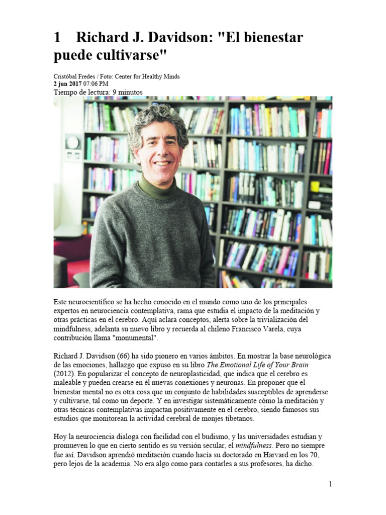 Richard Davidson y la neurociencia contemplativa | PDF | Meditación | Mente