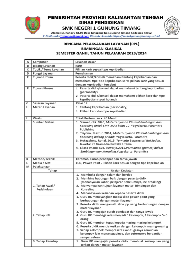 RPL PILIHAN KARIR SESUAI TIPE KEPRIBADIAN (Genap) | PDF