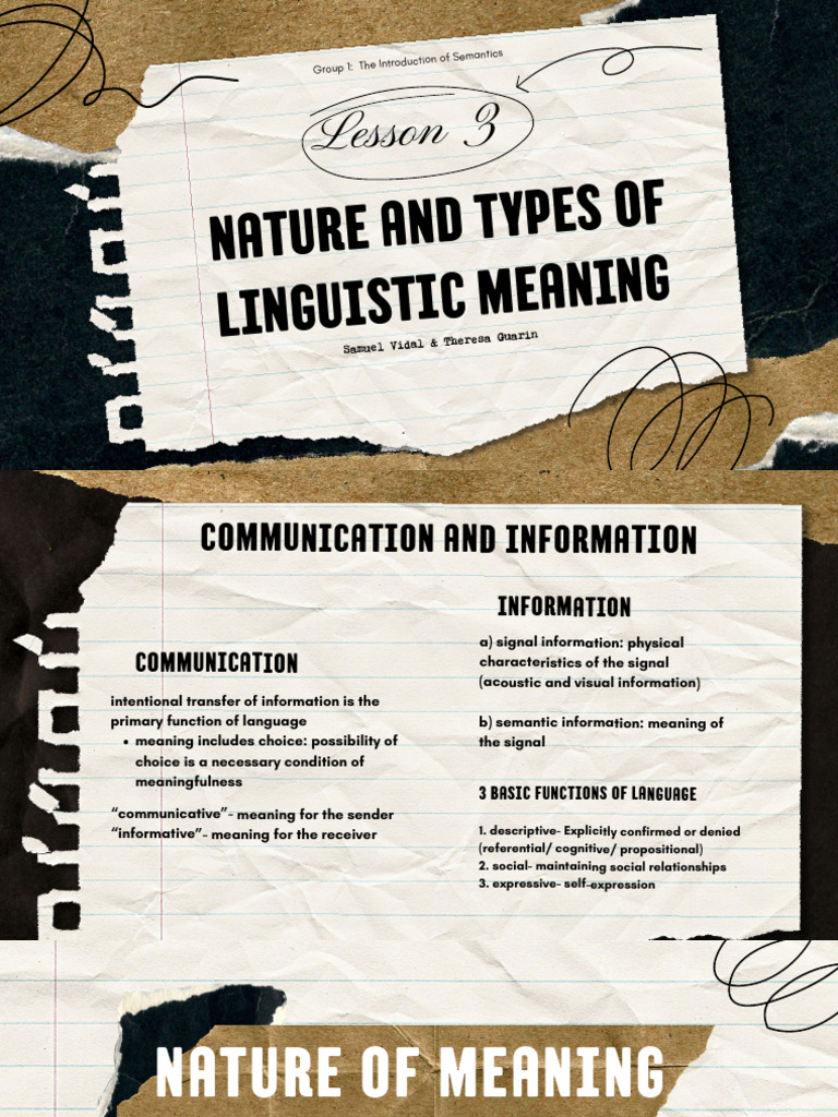Nature & Types of Linguistic Meaning | PDF | Linguistics | Information