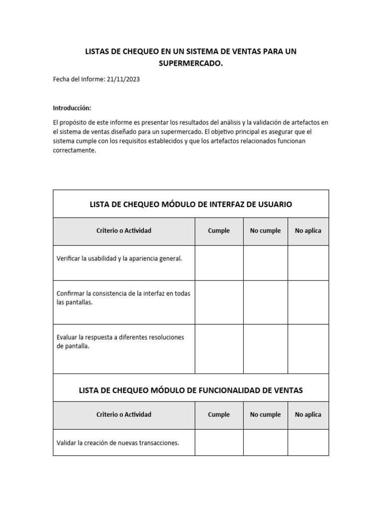 Listas de Chequeo | PDF