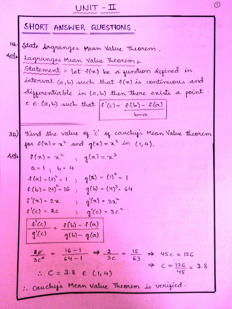 Cauchy's Mean Value Theorem Explained | PDF
