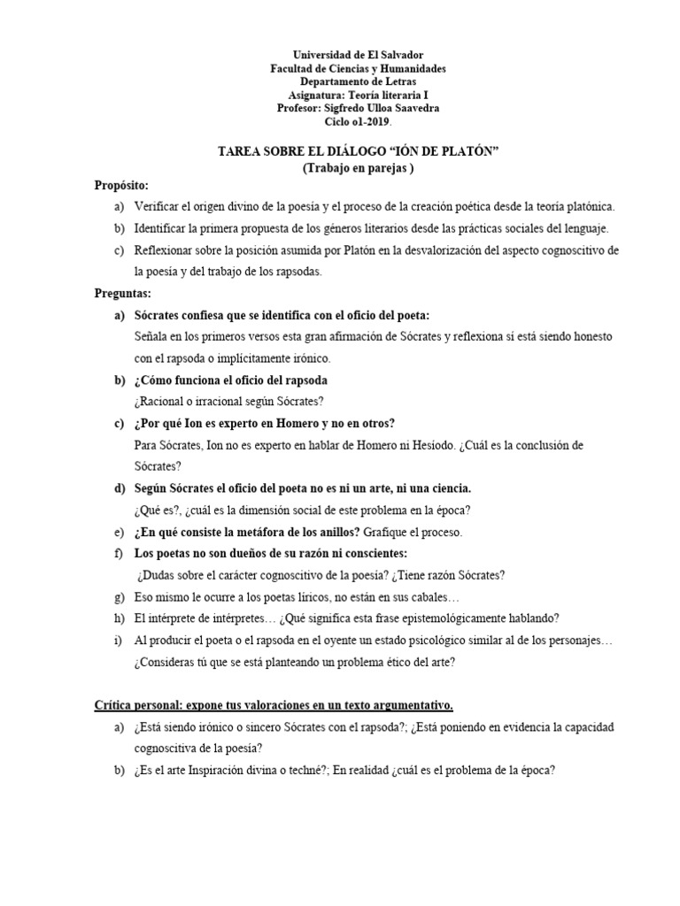 Platon, Ion, Control de | PDF