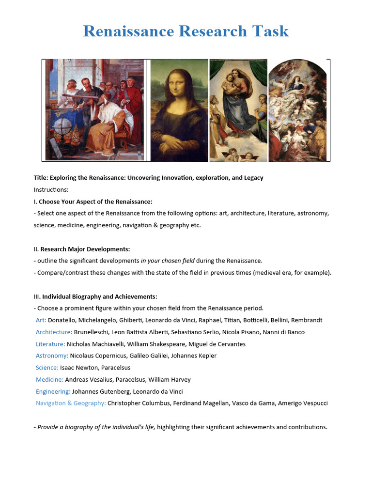 Renaissance Research Task 2023 | PDF