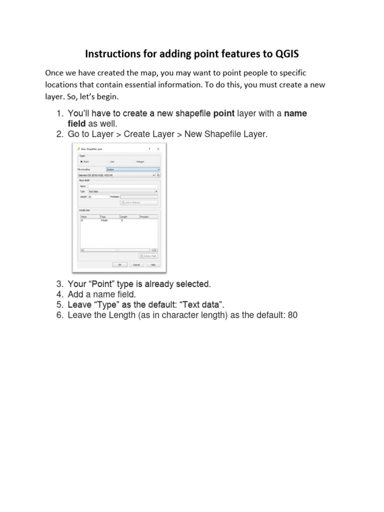 Instructions For Adding Point Features To Qgis - Updated | PDF | Menu (Computing) | System Software