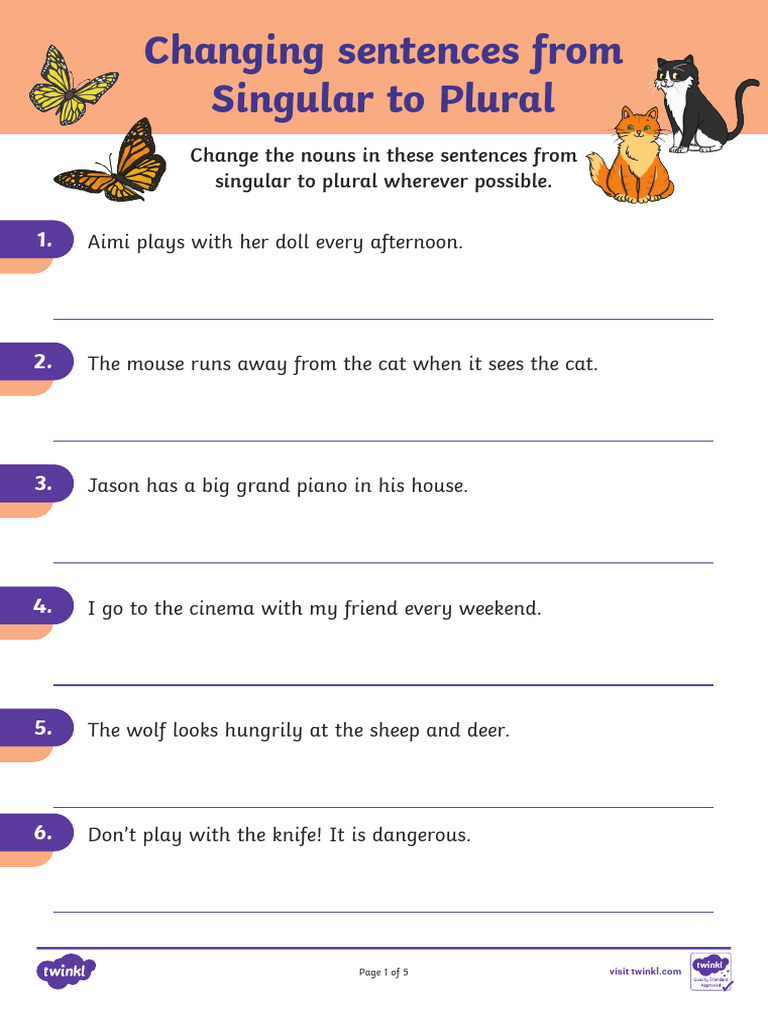 Changing Sentences From Singular To Plural - Ver - 2 | PDF