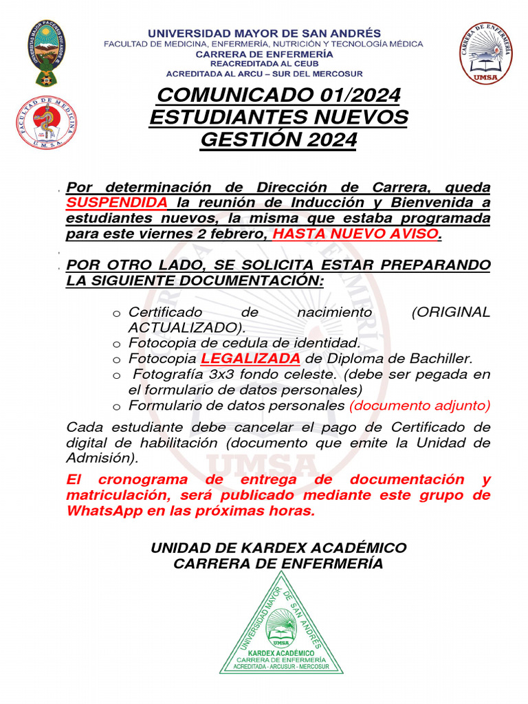 COMUNICADO 1 | PDF