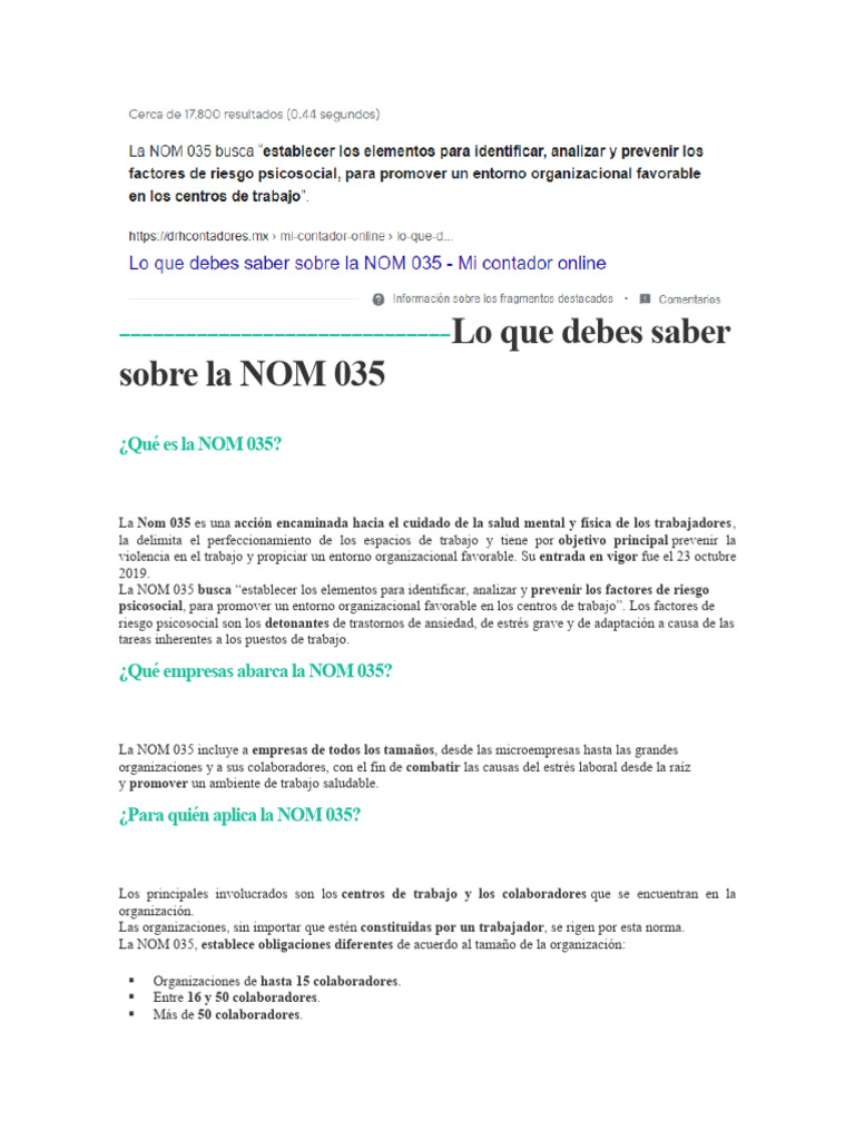Lo Que Debes Saber Sobre La NOM 035 | PDF | Salud mental | America latina