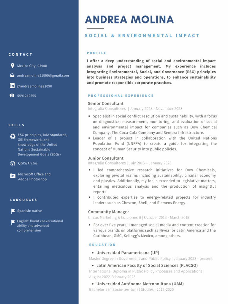 Andrea Molina - CV - ESG | PDF