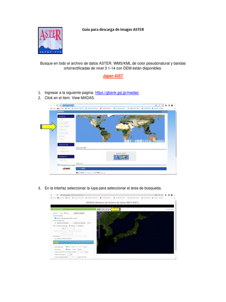Guia para Descargar Imagen Aster | PDF