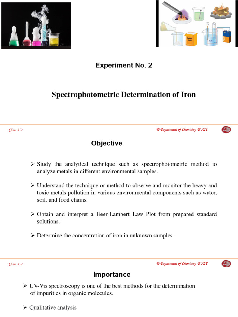 Spectrophotometric Determination Of Iron Pdf Ultraviolet Visible Spectroscopy