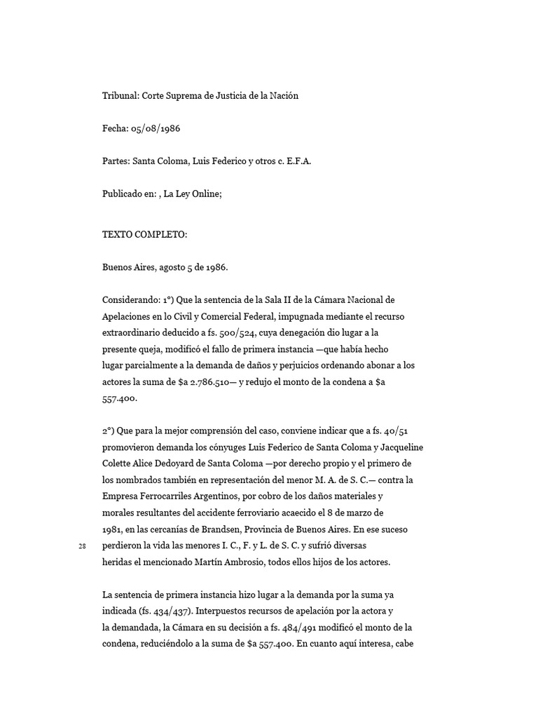 Fallo Santa Coloma | PDF | Sentencia (ley) | Daños y perjuicios
