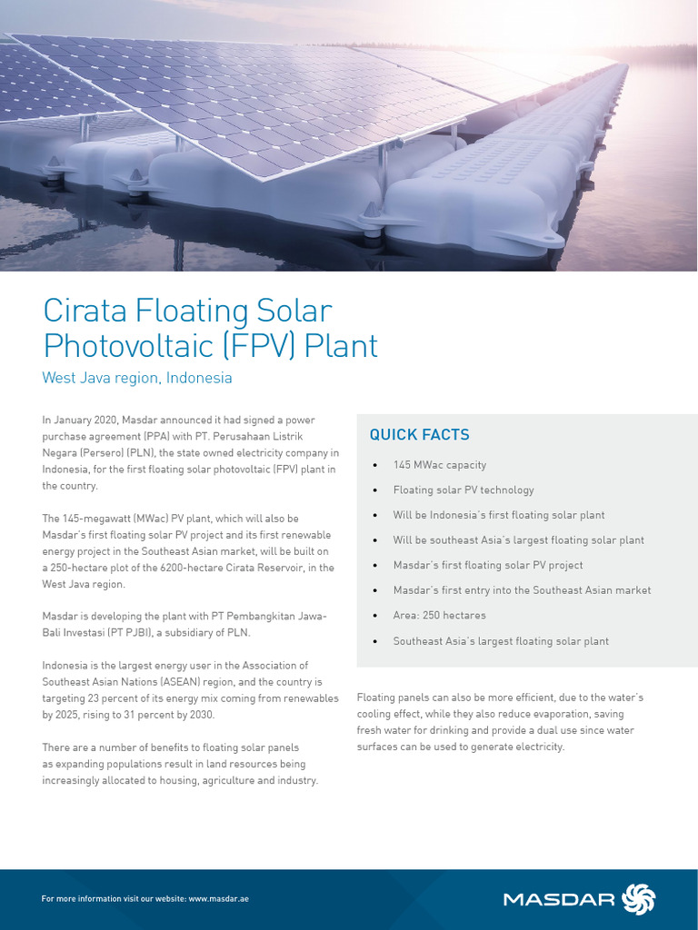 Cirata Floating Solar Power Plant Overview | PDF