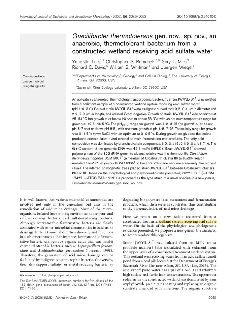 Gracilibacter Thermotolerans | PDF | Polymerase Chain Reaction | Bacteria