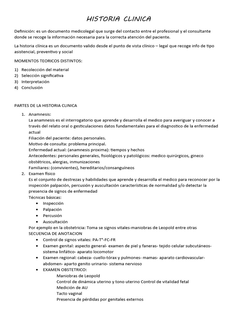 HISTORIA CLINICA Practica | PDF | Examen físico | Historial médico