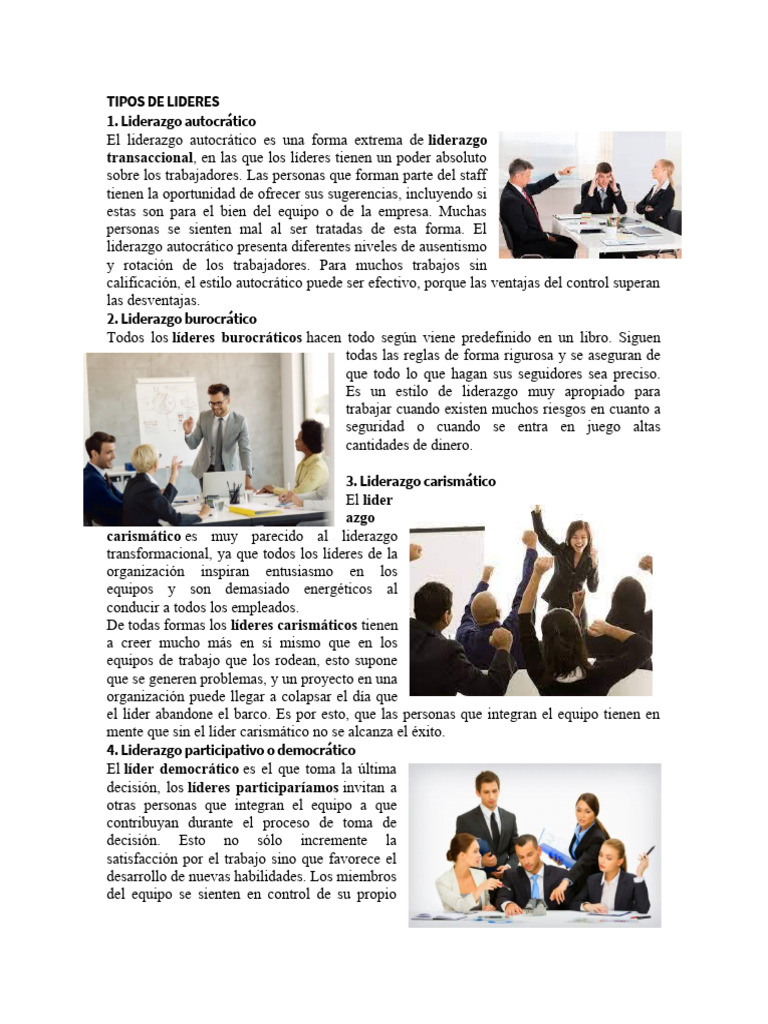 Tipos de Lideres | PDF | Liderazgo | Aprendizaje