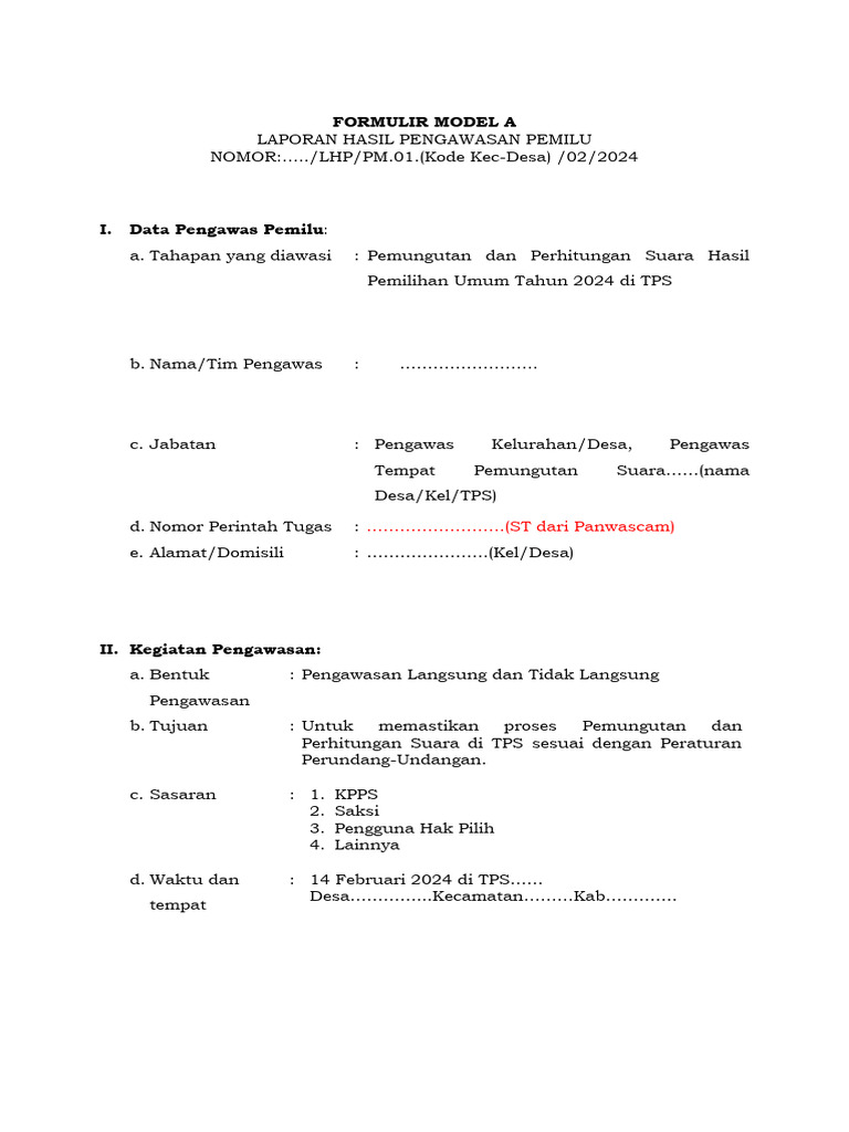 Form A (LHP) - PKD-PTPS | PDF