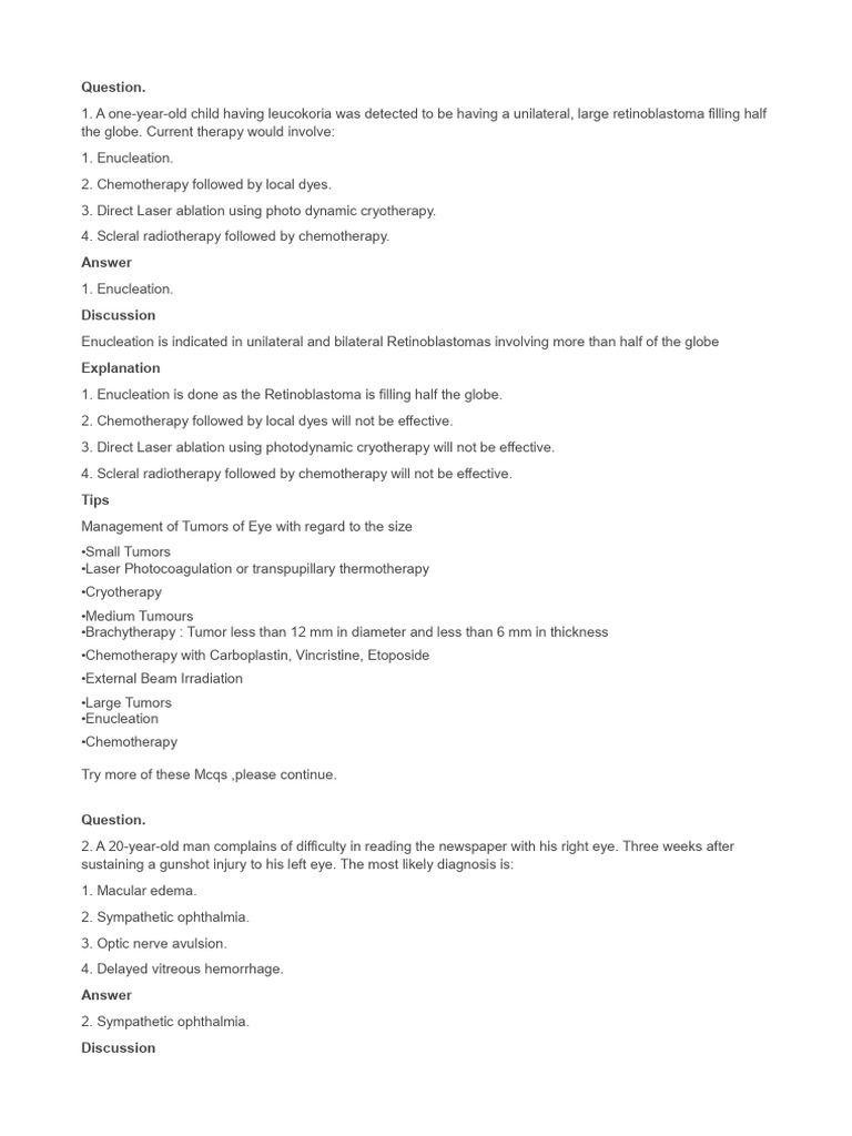 EYE MCQs SOLVED 2 | PDF | Vision | Causes Of Death