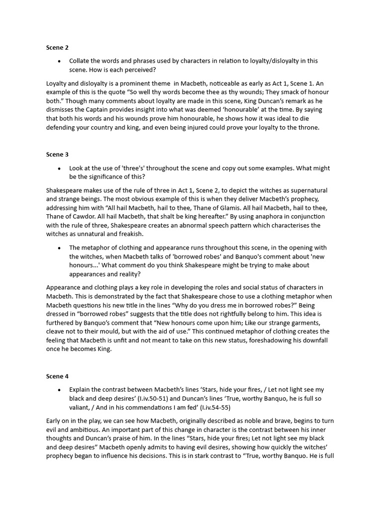Macbeth Act 1 Questions and Answers | PDF | Macbeth