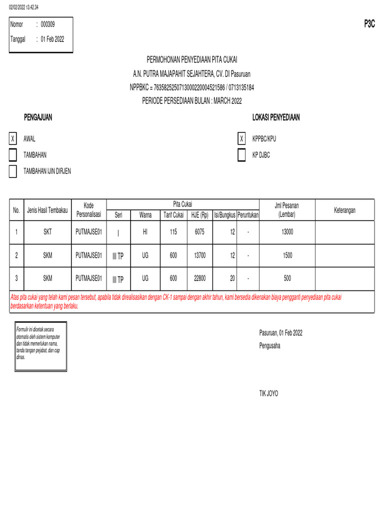 p3c Cv. Mojopahit | PDF