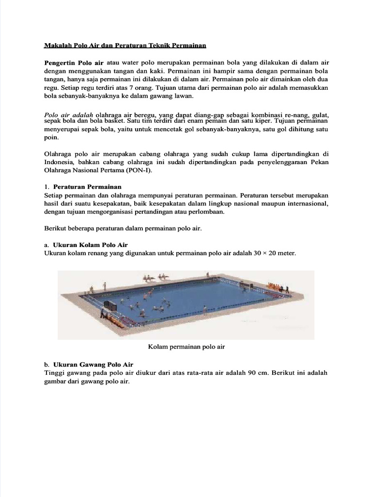 PDF Makalah Polo Air Dan Peraturan Teknik Permainan Compress | PDF