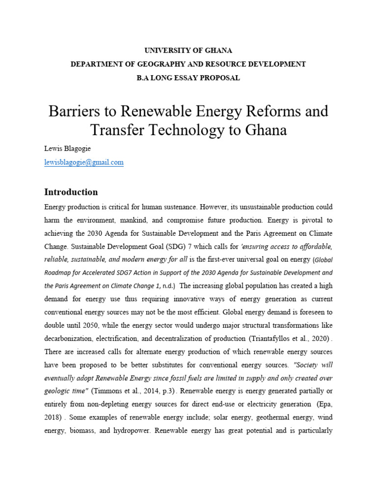 Lewis' Thesis Proposal | PDF | Renewable Energy | Energy Development