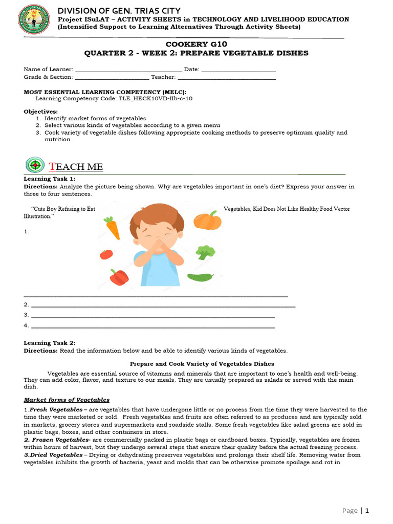 Vegetable Dish Preparation Guide | PDF